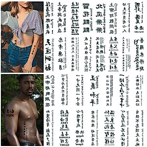 Tattoo Chinese 130+,Realistic and Elegant Temporary Tattoos of Chinese Characters, Fake Tattoo of Letters Waterproof and Long-Lasting Christmas Gift