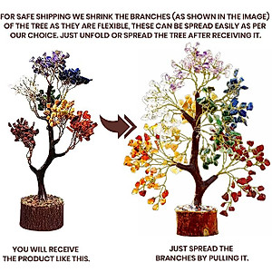 Kuhvai Seven Chakra Tree of Life, Crystal Tree for Positive Energy, 7 Chakra Tree, Feng Shui Tree, Stone Decor Natural Artificial Tree, Spiritual Gift Decorations Gemstone Tree, Free 7 Chakra Bracelet