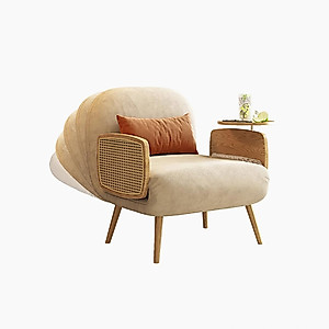 homary Sofa Bed Mid-Century Rattan Daybed Single Foldable Sofa Bed Couch Convertible Sleeper Lounge Chair