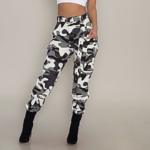 Pants Camo Pants Cargo Military Camouflage Casual Trousers Combat Womens Pants Womens Denim with Pockets,White