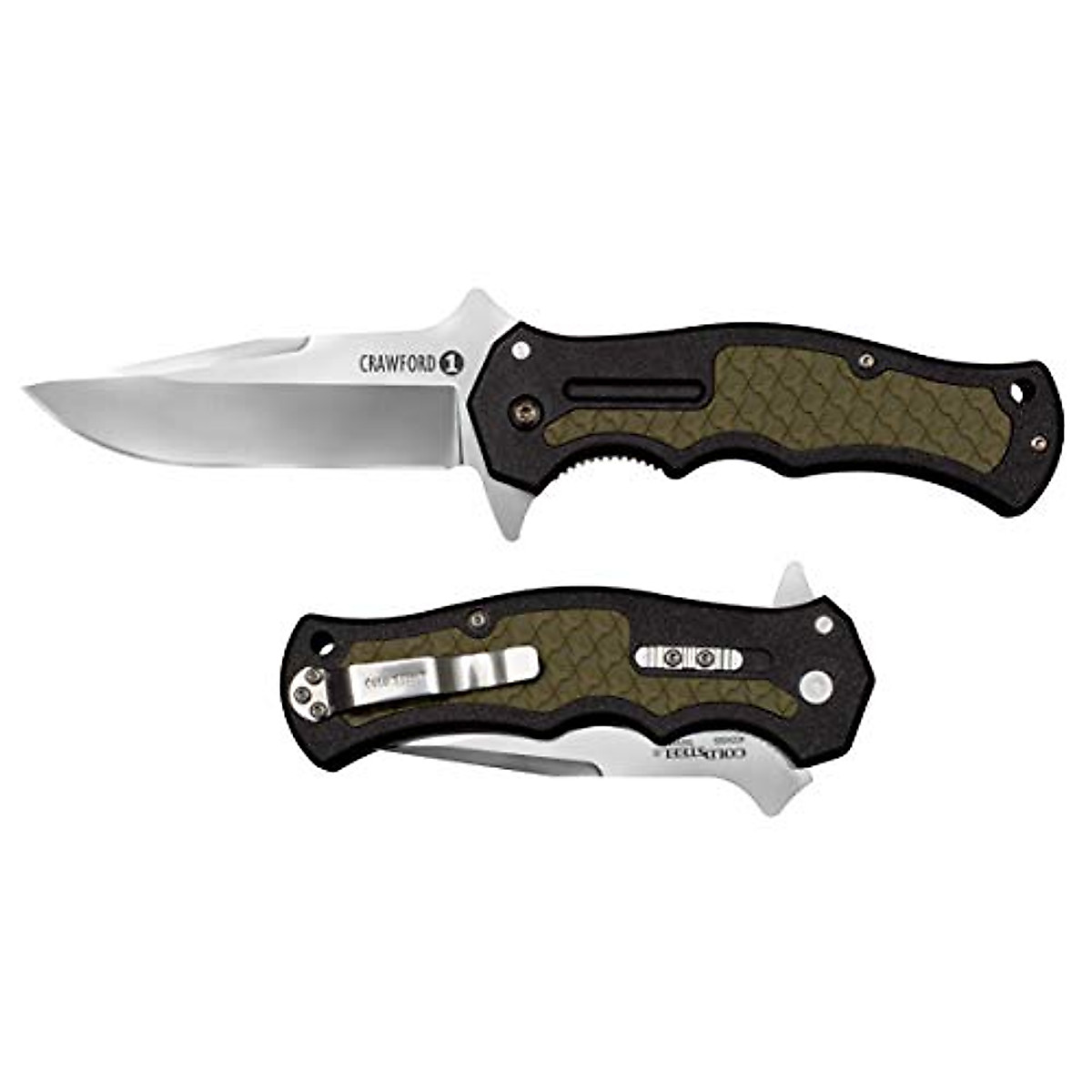 Cold Steel Crawford Model 1 Folding Knife with Pocket Clip, 3 1/2" Blade, Zy-Ex Handle