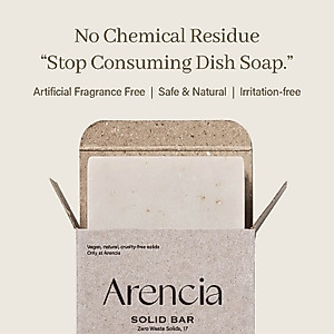 ARENCIA Super Clean Natural Dish Soap Bar – Non-Toxic, Vegan, Eco Kitchen Bar, Sustainable, Zero Waste, Plant-Based, Free of Fragrance, Cuts Through Grime, Camping, Oatmeal Dish Soap
