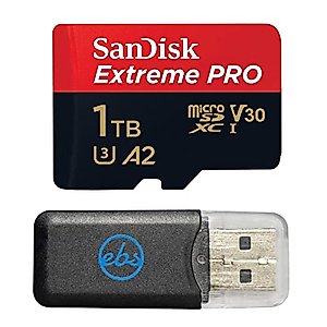 SanDisk Extreme Pro 1TB Micro SD Memory Card for Insta360 One RS Twin, One RS 4K, One RS 1-inch Action Camera (SDSQXCZ-1T00-GN6MA) v30 4k A2 Bundle with 1 Everything But Stromboli MicroSD Card Reader