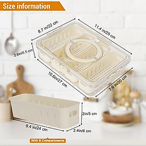 Divided Serving Tray with Handle, Lid & Removable Snack Box 8 Compartment Portable Snack Containers Snackle Box Snack Tray , Veggie Tray Charcuterie Boxes Fruit Tray Candy Organizer (1 PCS-4C)