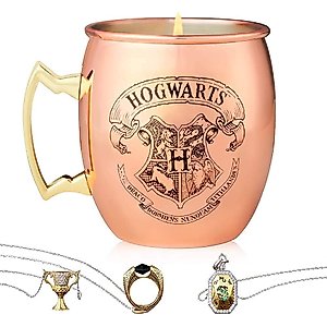 Charmed Aroma Harry Potter Butterbeer Mug Scented Candle with Surprise Necklace Inside, Jewelry Candle for Women, Home Décor Kitchenwares | Accessories Gift