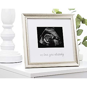 Lil Peach We Love You Already Sonogram Keepsake Frame, Perfect Keepsake for Expecting Parents, Pregnancy Announcement, Silver