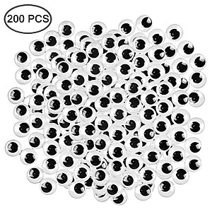 200 pcs Wiggle Eyes, lyfLux 1.2 inch Self Adhesive Black and White Movable Eyes, Used for DIY, Car, Refrigerator, Party Decoration