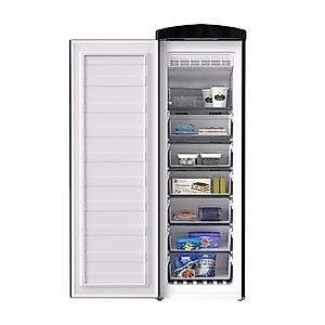 Conserv 8.3cf Classic Retro Upright Freezer Frost Free 24" 110V w/ 6 Drawers(Black)