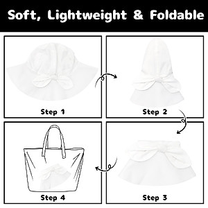 Infant Sun Hat Baby Girl Hats with Bows UPF 50+ Baby Hat Bucket Hat Summer Baby Beach Hat with Wide Brim White 3-6 Months