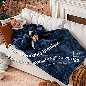 Wearable Blanket Hoodie for Women/Kids/Men, Oversized & Cozy Sherpa Lined Hoodie Sweatshirt Blanket