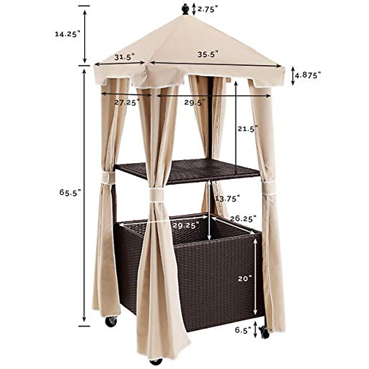 Crosley Furniture Palm Harbor Outdoor Wicker Rolling Towel Valet with Sand Cover - Brown