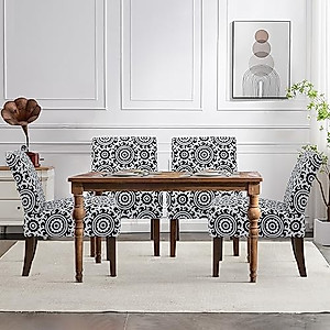 Phoenix Home Parsons Dining Room Chairs, Set of 4, Black Floral