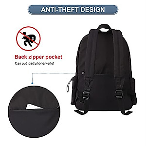 PAUBACK Black School Backpack for Girls Water Resistant High School Book Bag Simple Backpack for Teens Boys Girls, Lightweight Simple Middle School Back Pack Daypack