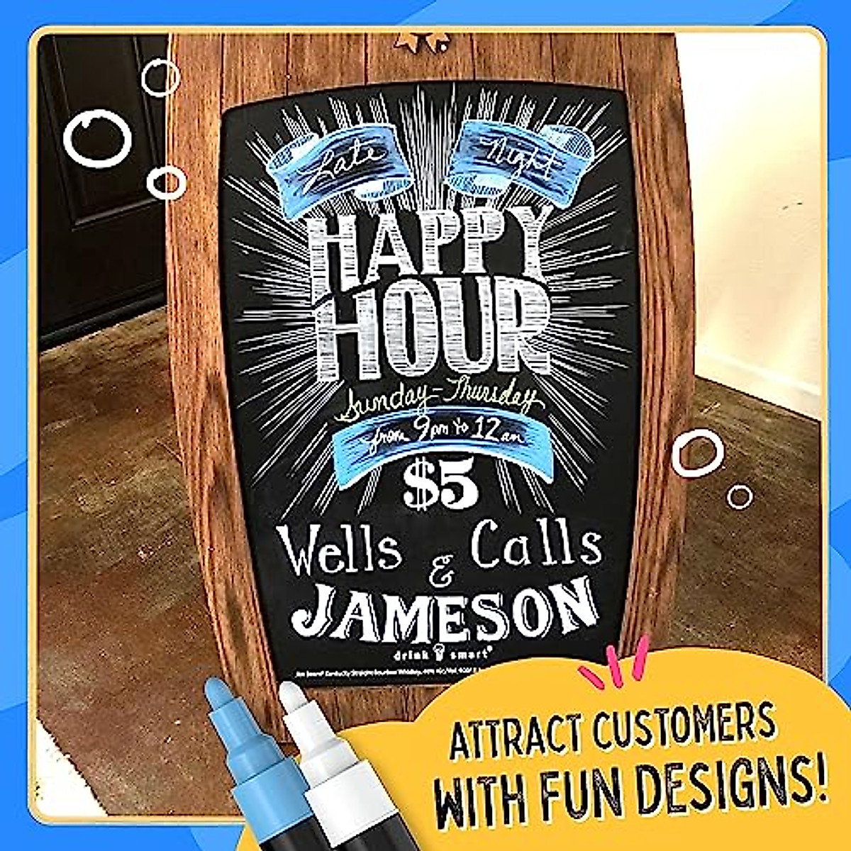 Chalkola Liquid Chalk Markers & Metallic Colors Pack of 16 Chalk Pens - For Chalkboard, Blackboards, Window, Glass, Bistro | 6mm Reversible Bullet & Chisel Tip Erasable Ink