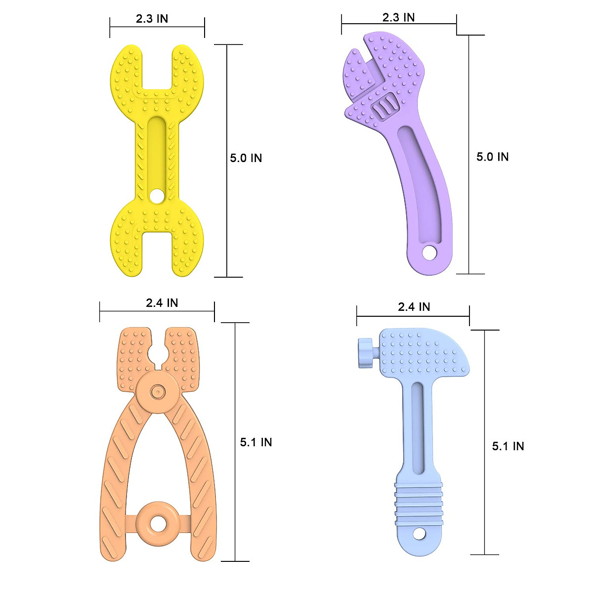 Zdolmy Teething Toys for Babies 0-6 Months 6-12 Months, Baby Teething Toys Set, BPA-Free Silicone, Soft Textures, Molar Teether, Easy to Hold, Easy to Clean and Freeze - 4 Packs