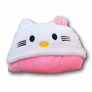 Hooded Toddler Blanket | Plush Soft Animal Baby or Infant Hoodie Blankie 36x27 + Hood (Light Pink)