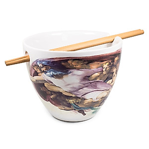Bowl Bop Sistine Chapel Japanese Ceramic Dinnerware Set | Includes 16-Ounce Ramen Noodle Bowl and Wooden Chopsticks | Asian Food Dish Set For Home & Kitchen | Funny Religious Gifts, Snack Collectible
