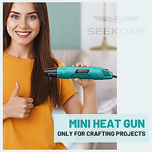 SEEKONE Handheld Heat Gun, 662℉ Portable Mini Hot Air Gun with 4.9Ft Long Cable, Overheat Protection and Fast Heating Reflector Nozzle for DIY, Craft Embossing, Shrink Wrapping, Electronics