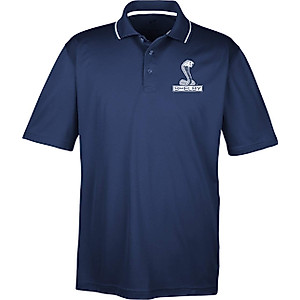 Ford Mustang Shelby Cobra Pocket Print Two Tone Polo, Navy XL