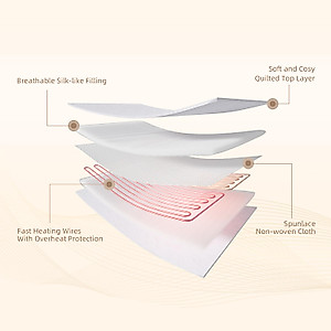 Bwarm Premium Quilted Heated Mattress Pad Full Size, 54" x 75" Bed Warmer, 9 Heat Settings, 1-12 Hours Auto Off, Soft and Cozy, Deep Pocket, Fast Heating, Machine Washable