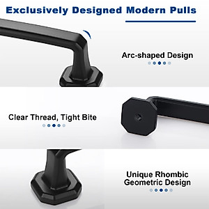 Estmoon 10 Pack Cabinet Handles Black, 5 Inch(128mm) Hole Centers Solid Cabinet Pulls Matte Black Unique Arch Drawer Pulls Cabinet Hardware, Kitchen Cabinet Handles for Cabinets Drawers Cupboards