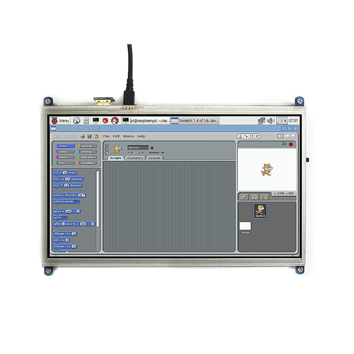 waveshare 10.1inch HDMI LCD Monitor 1024x600 Hardware Resolution Resistive TFT Touch Screen LCD Display for Raspberry Pi Zero/A+/B/B+/2 B/3 Model B