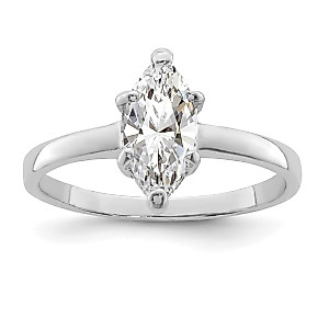 925 Sterling Silver Solitaire Marquise Cubic Zirconia CZ Engagement Ring Size 7
