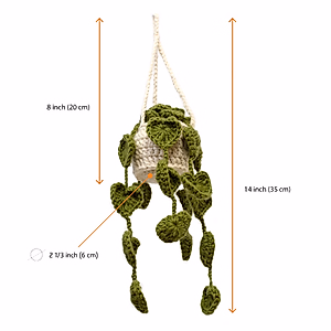 GLACIART ONE Plant Car Interior Hanging Ornament| Funny & Fuzzy Wool Crochet Plant Rear View Mirror Accessories| Great as Decoration, Party Favors & Gifts