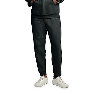 Fruit of the Loom Men's Eversoft Fleece Joggers, Moisture Wicking & Breathable, Sizes S-2X, Cotton Blend-Black Heather, XX-Large