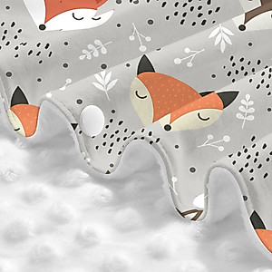 Rutiea Cute Forest Fox Seamless Pattern Car Seat Cover for Babies, Peekaboo Opening Minky Carseat Canopy Stroller Cover for Newborn, Mom Nursing Breastfeeding Covers, Blanket for Infant Toddler