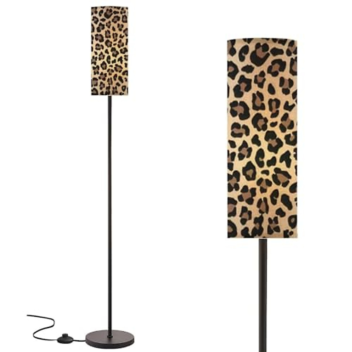 Modern Standing Lamps leopard fabric other hand drawn skin snake skin Minimalist Floor Lamp Rustic Country Metal Pole Lamp with Linen Lampshade for Bedroom Living Room Office Nursery Reading