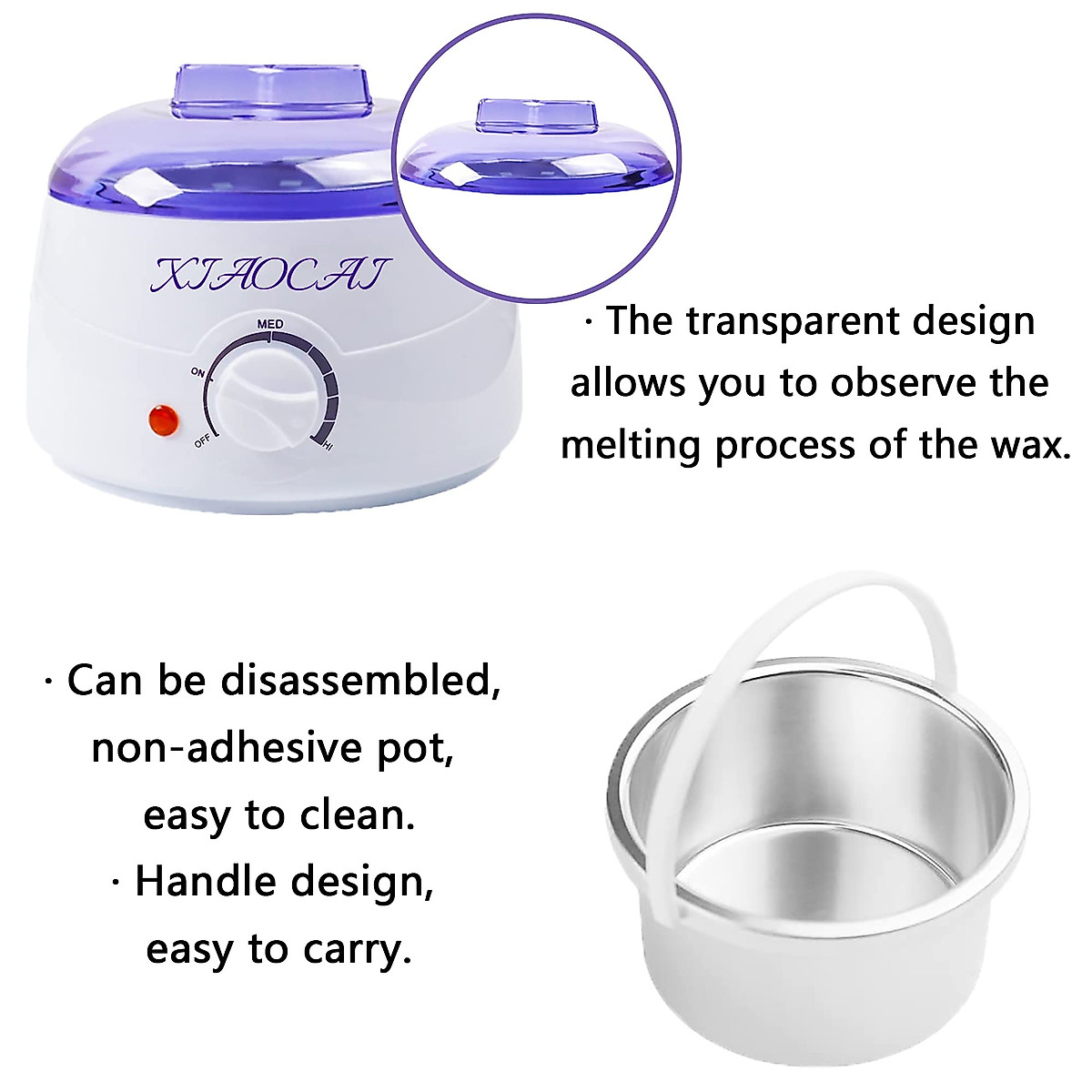 Hot Wax Warmer,Wax Heater Kit/Hair Removal Waxing Kit Hair Removal Waxing Kit with 4 100g Pearl Wax Beans, at Home Wax Heater Pot Machine Fmelter for Women and Men