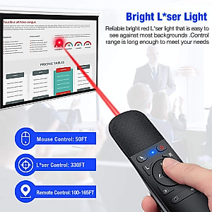 Presentation Clicker Air Mouse Function Wireless Presenter USB Powerpoint Clicker, RF 2.4 GHz Presentation Remote Control Clicker for powerpoint presentations Support Mac, Laptop, Computer 11