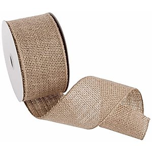 Morex Ribbon 1252.60/10-004 Burlap 2.5" X 10 YD Jute Wired Ribbon, Natural, Arts & Crafts Burlap Roll for Wedding Decor and Farmhouse Christmas Decor, Rustic Christmas Decorations Indoor Home Decor