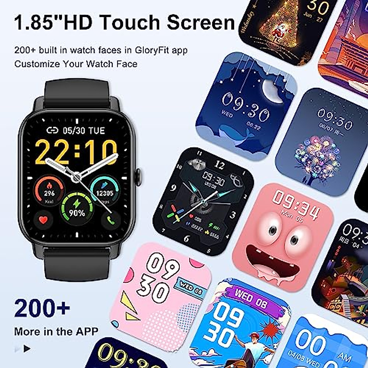 Smart Watch(Answer/Make Call), 1.85" Smartwatch for Men Women IP68 Waterproof, 100+ Sport Modes, Fitness Activity Tracker, Heart Rate Sleep Monitor, Pedometer, Smart Watches for Android iOS, 2023