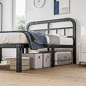 ZIYOO California King Bed Frame with Headboard 14 inch High Heavy Duty Steel Slat with 3000lbs Support, Easy Assembly, Noise Free-Black