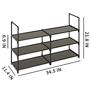 SHELAKET 3-Tier Long Stackable Shoe Rack, Expandable & Adjustable Shoe Shelf Storage Organizer for Entryway, Hallway and Closet (SAT-3W)