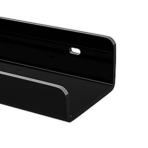 Hexsonhoma 16.5 Inches Black Wall Shelf, 1 Pack, Acrylic Wall Storage Shelf in U Shape, Thick Acrylic, Big Capacity Hold Max 30 Lbs