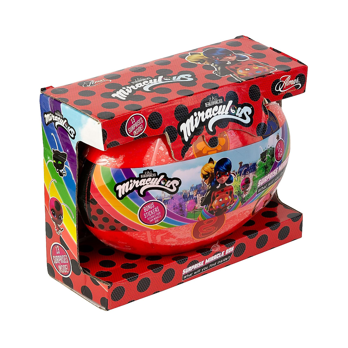 Miraculous 13pc Surprise Miracle Box -Zag Heroez Themed Ladybug And Cat Noir Toys Surprise with Stickers For Kids, Treasure Prizes, Birthday Favors