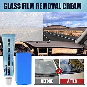 clyqyy Universal Car Glass Oil Film Cleaner with Sponge - Car Glass Film Removal Polishing Degreaser Cleaner, Make The Glass Clearly Visible and Drive Safe (Blue-2PCS)