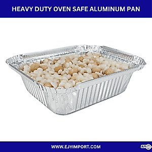 EJY IMPORT Disposable Takeout Pans with Clear Dome Lids | 1lb Capacity Aluminum Pans | Food Containers with Strong Seal for Spill Resistance & Freshness | Recyclable & Eco-Friendly | (25 SETS, 1LB)
