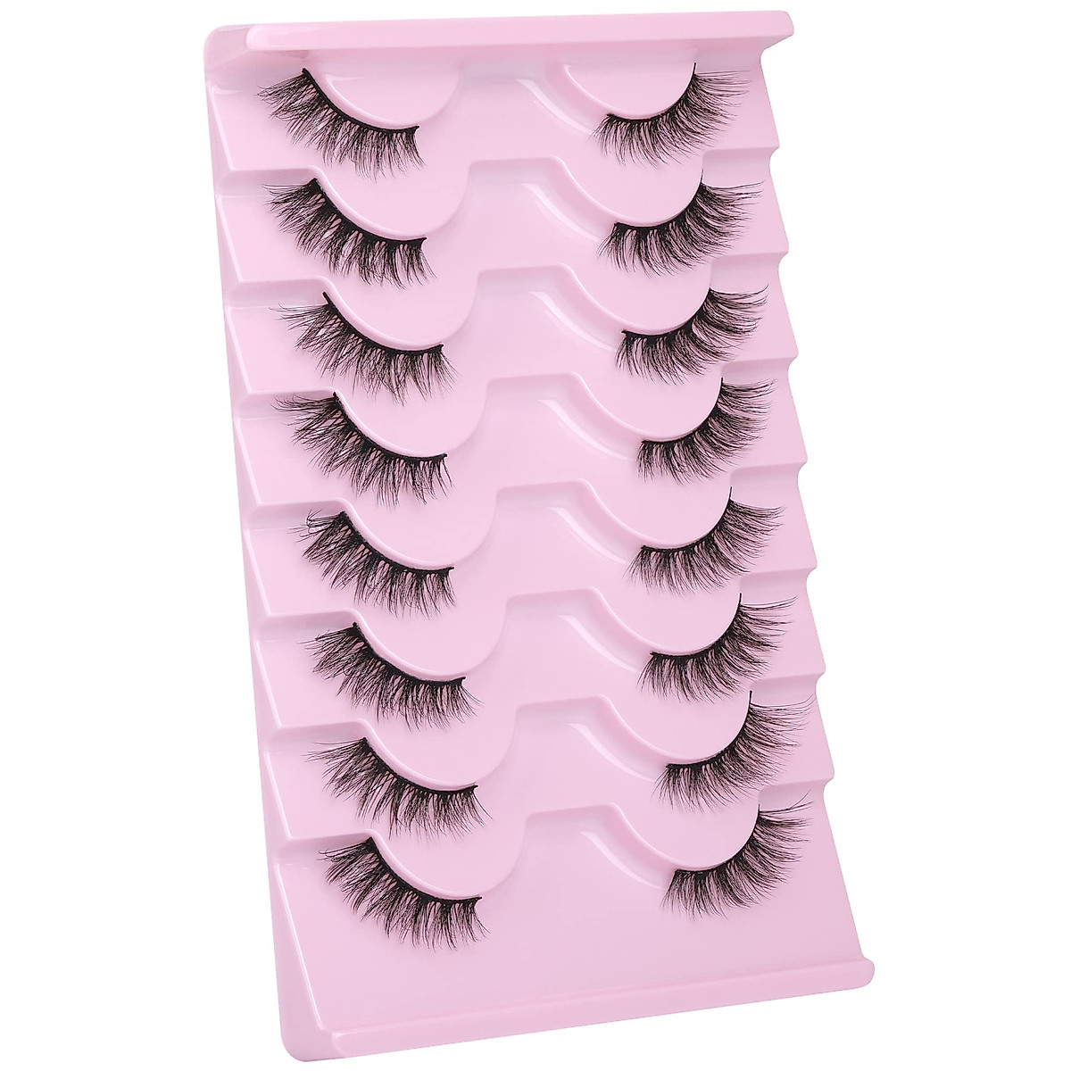 Half Lashes Natural Looking Cat Eye Lashes Accent Eyelashes Multi-layers Wispy Fluffy 3D Curly False Lashes Pack by Mavphnee
