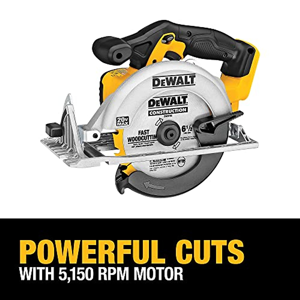 DEWALT 6-1/2-Inch 20V MAX Circular Saw, Tool Only (DCS391B) , Yellow