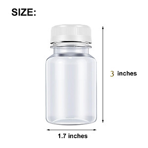 3 Ounce 12 Pcs Plastic Juice Bottle Reusable Bulk Beverage Containers with White Lids for for Bottled Water, Cold Drinks, Fresh Blended Juices and Other