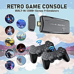 Retro Game Console - Retroplay Stick - Emulator Console S2 12000+ Classic Video Games,9 Emulators,Plug & Play Video Games for TV,Nostalgia Stick Support 4K HDMI Port,2 Wireless Gamepads(64G)