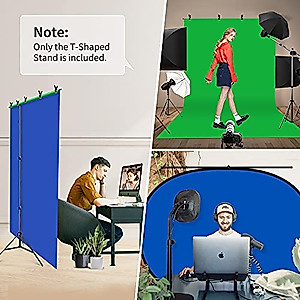 Hemmotop T Shape Backdrop Stand Portable 5ft Wide 6.5ft Tall, Green Screen Stand Adjustable Photo Background Stand with 4 Clip Clamps and Carry Bag for Video Studio Parties