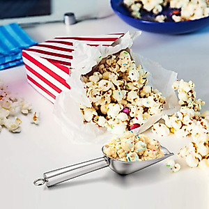 E-far Mini Ice Scoop Set of 2, 3 Ounce Stainless Steel Scoops for Ice Cube/Candy/Flour/Sugar, Metal Utility Scoops for Canisters, Baking, Kitchen Pantry, Rust Proof & Dishwasher Safe