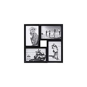 Malden 4-Opening Matted Collage Frame, Displays Four 4x6 Pictures, Black, 4 Count