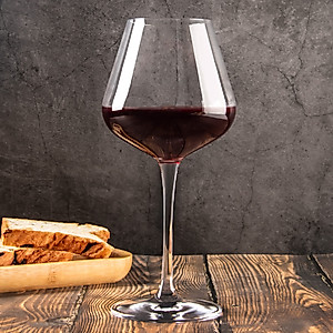 FAWLES Red Wine Glasses, Set of 6 Burgundy Wine Glasses, 17 oz Crystal Wine Glasses, Wedding Housewarming Gift