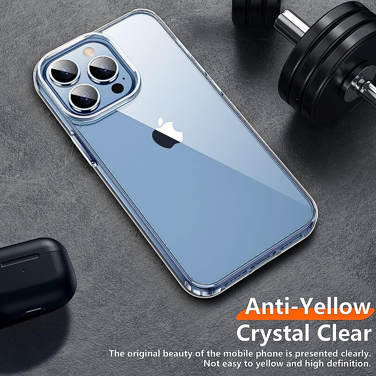 Red2Fire for iPhone 13 Pro Max Case, with 2X [Glass Screen Protector + Camera Lens Protector][12 FT Military Dropproof] [Not Yellowing] Slim Thin Phone Case Cover 6.7 inch-Crystal Clear